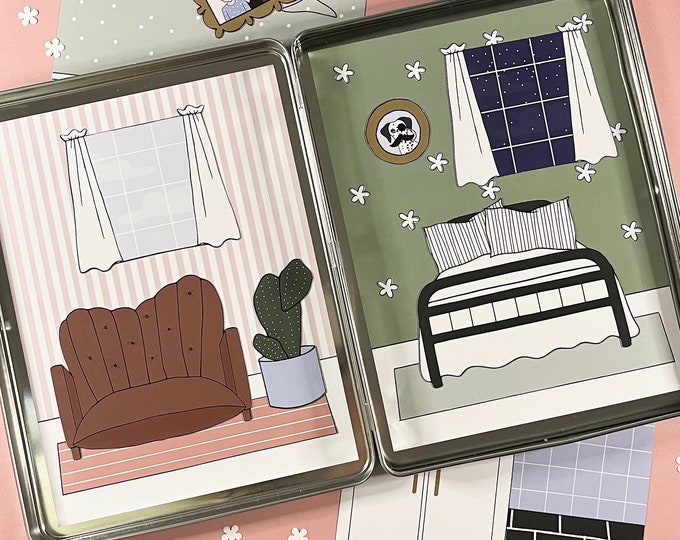 Dollhouse Box | Magnetic Paper Dollhouse, Metal Tin Dollhouse, Magnetic ...