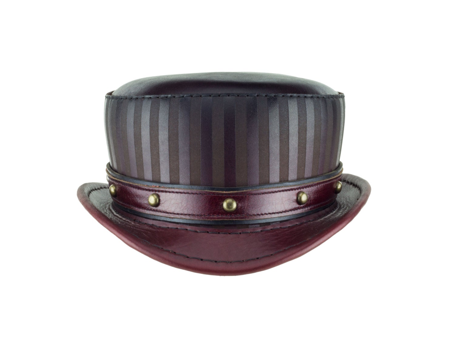 Oxblood Red Leather Hat modest Baron Oxblood Short - Etsy