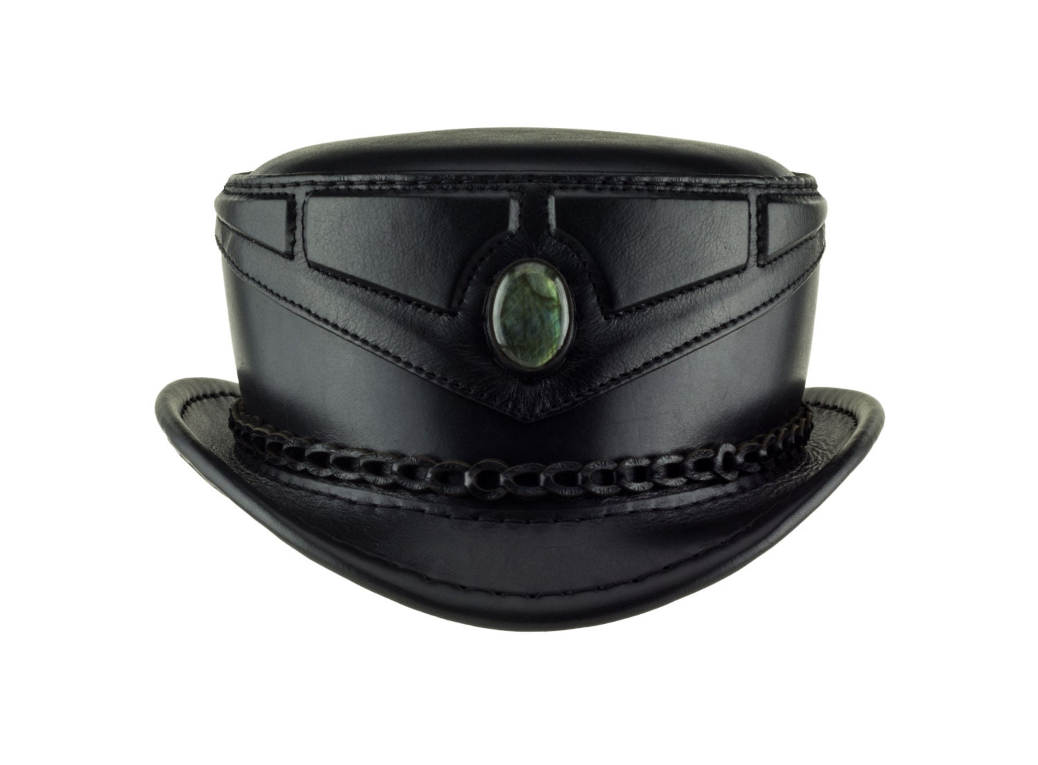 Leather Top Hat mystic Black Sci Fi Short Tophat - Etsy