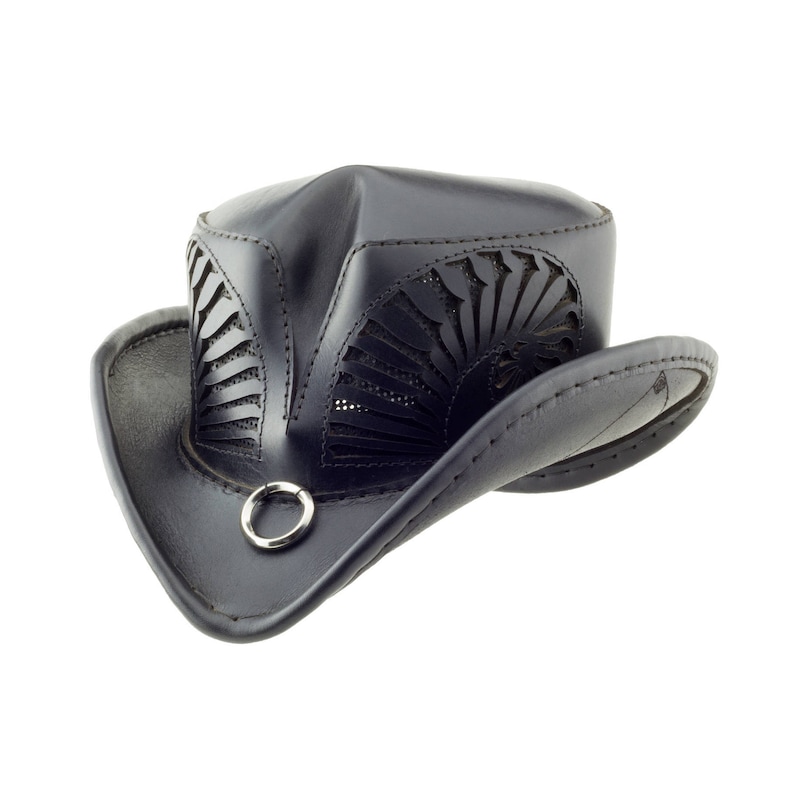 Desperado Black Leather Western Hat Apocalyptic Cowboy - Etsy