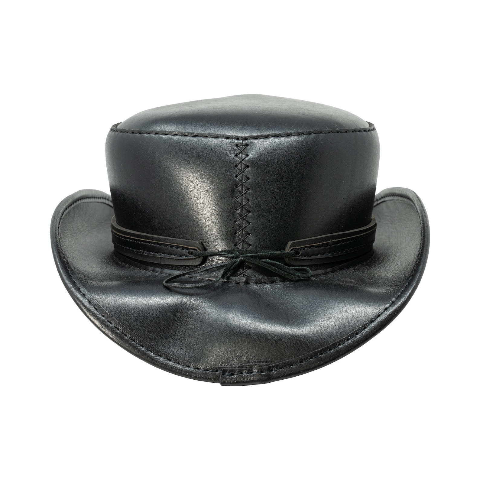 Black Leather Hat - "wicked Rambler" Apocalyptic Western Hat With ...