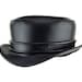 Short Leather Top Hat pinkerton Black Steampunk Tophat Top-stiched ...