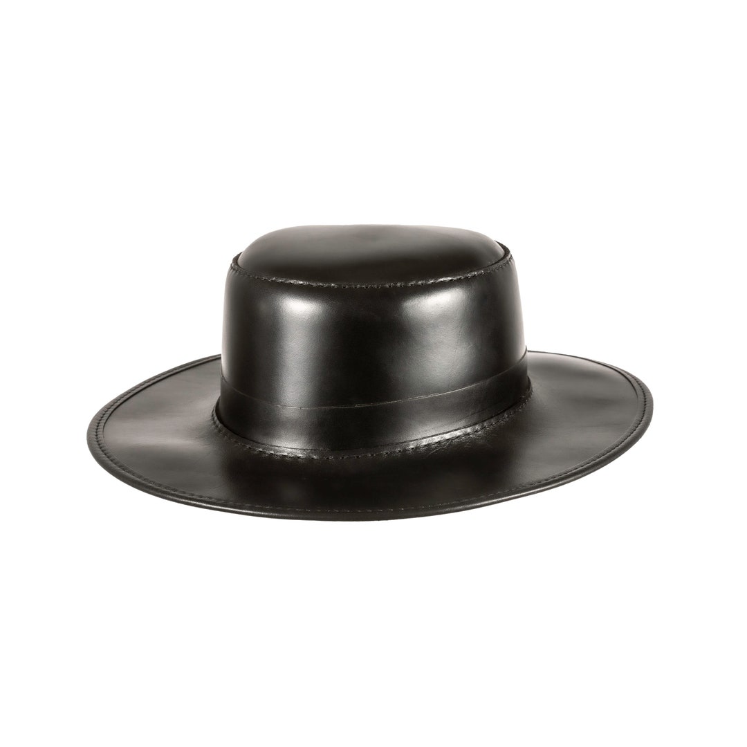 Adept - Flat Brim Leather Hat - Plague Doctor - Witch - Vampire ...
