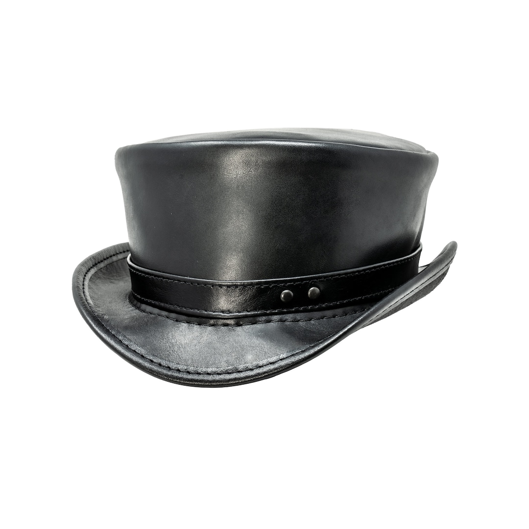 Shotgun Black Leather Hat Western Short Top Hat Black - Etsy Australia