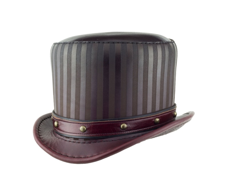 Leather Top Hat baron in Oxblood Stovepipe Hat Steampunk Hat Circus Hat ...