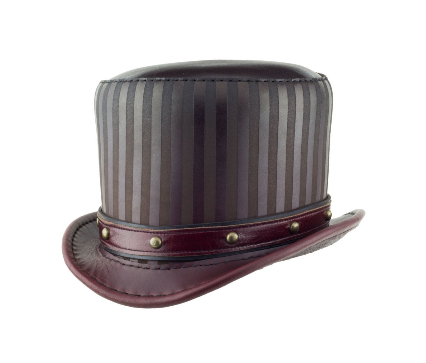 Leather Top Hat baron in Oxblood Stovepipe Hat Steampunk Hat Circus Hat ...