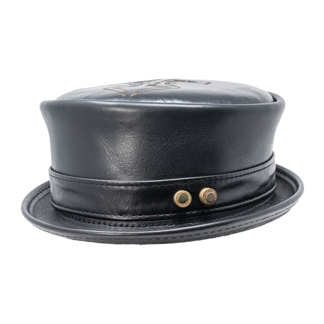 Outlaw - Leather Top Hat - Black Steampunk Tophat - Handmade Western ...