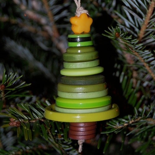 Rainbow Button Tree Ornaments - Etsy