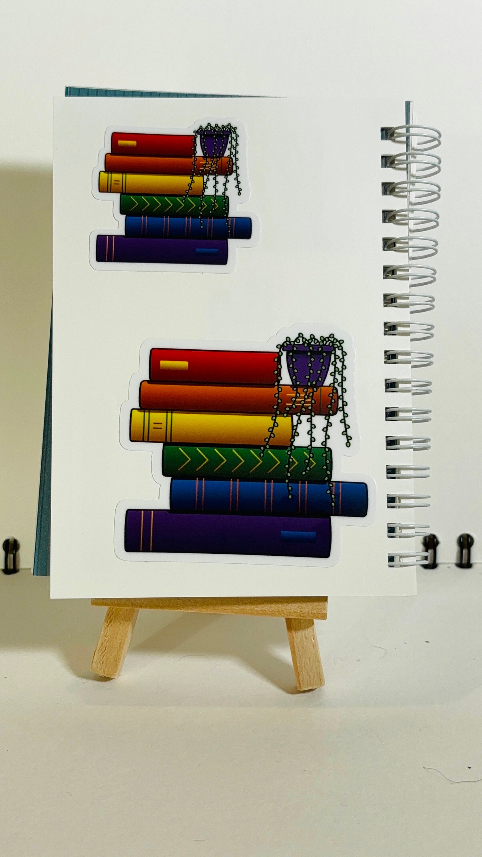 Rainbow Book Stack Sticker - Etsy