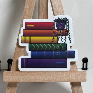 Rainbow Book Stack Sticker - Etsy