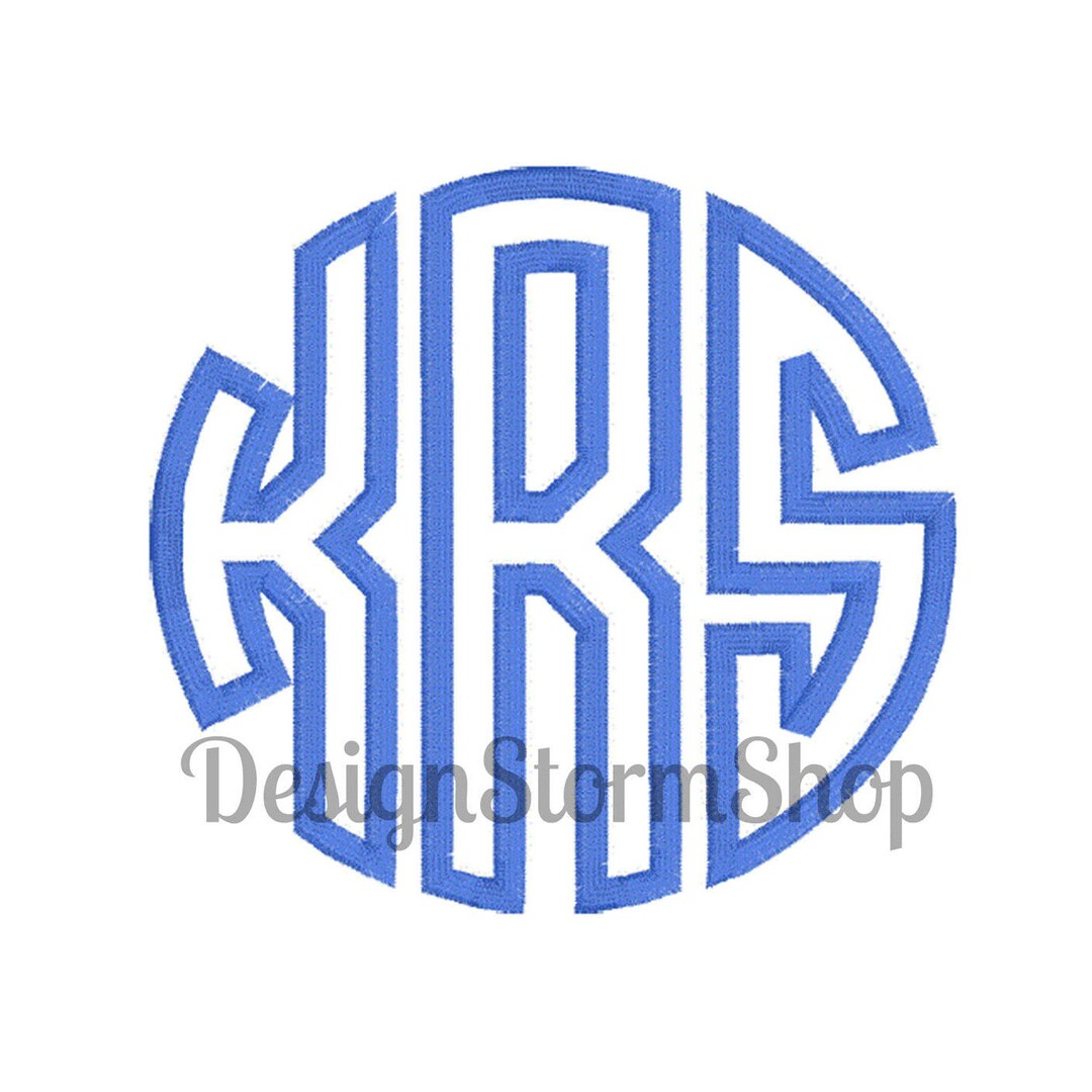 Circle Monogram Font Applique Design/machine Embroidery/6 Sizes/instant ...
