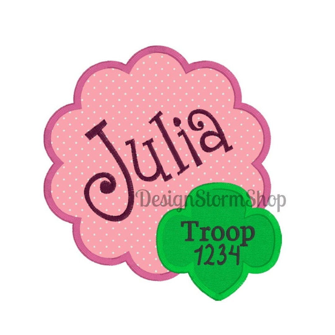 Scout Machine Applique Embroidery Design Girl Trefoil Frame Troop ...