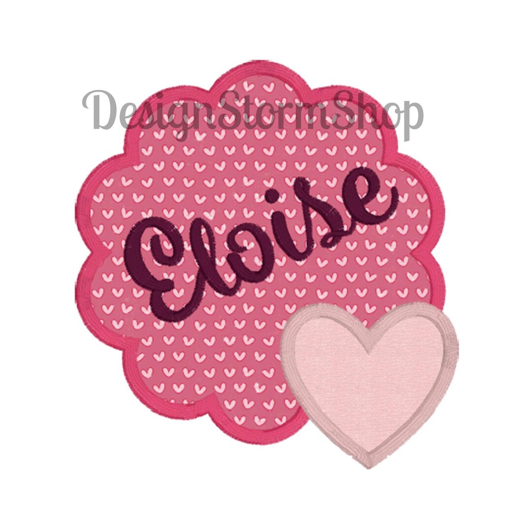 Heart Applique Design Scallop Frame/love Applique Scalloped/valentine ...