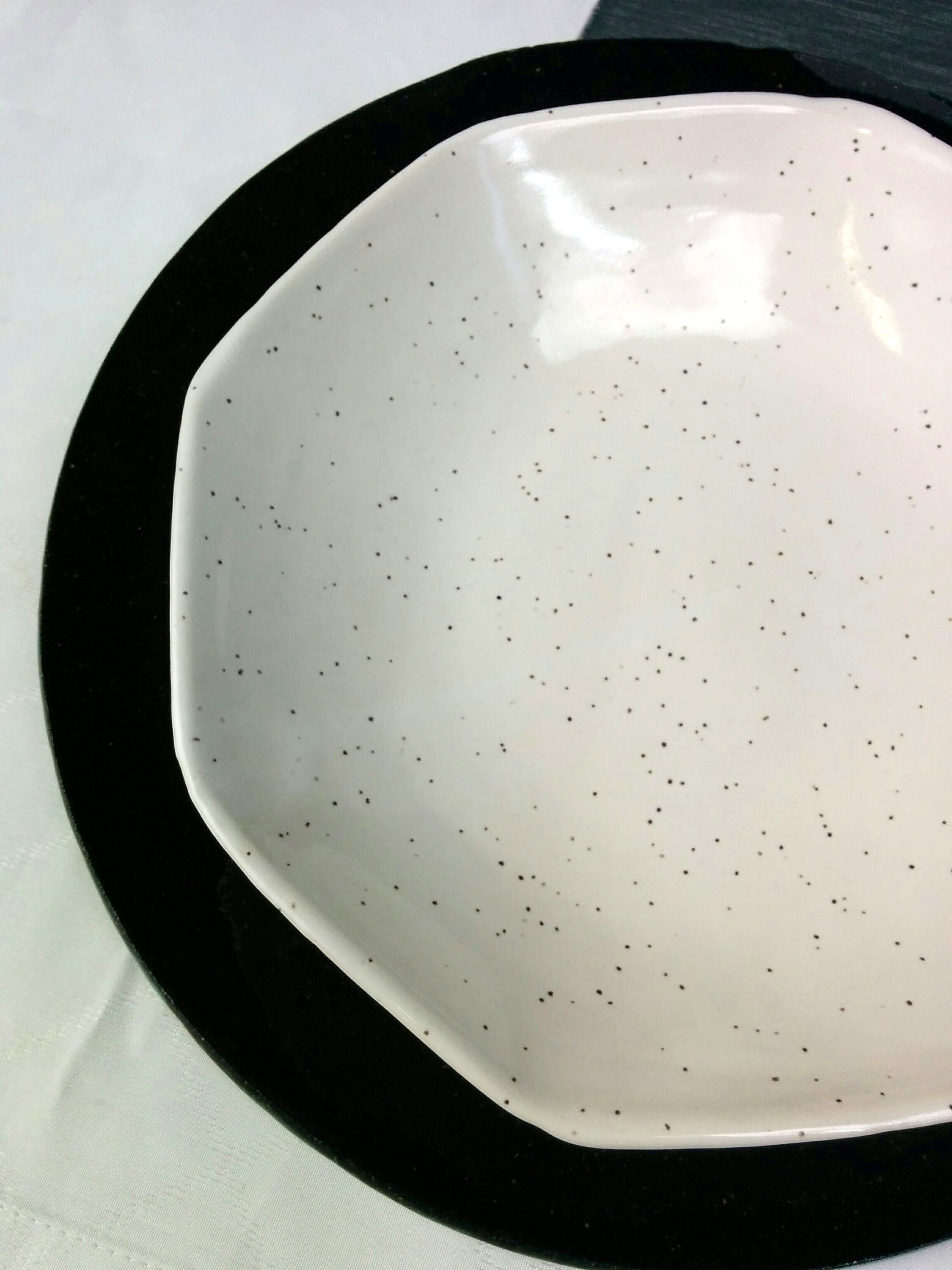 Milky White Speckled Octagon Pasta Bowl Plate - Etsy