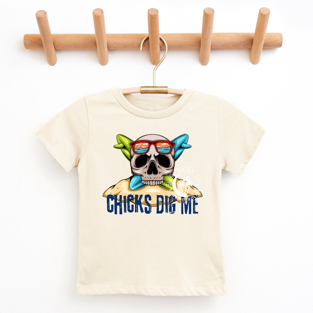 Chicks Dig Me Skull -funny Boy Surfing Beach Vacation Ocean Summer Dtf ...