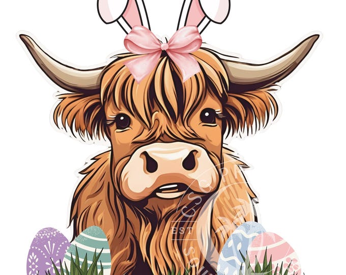 Highland Cow Bunny- Howdy Easter- Highland Easter- Cow Easter Egg ...
