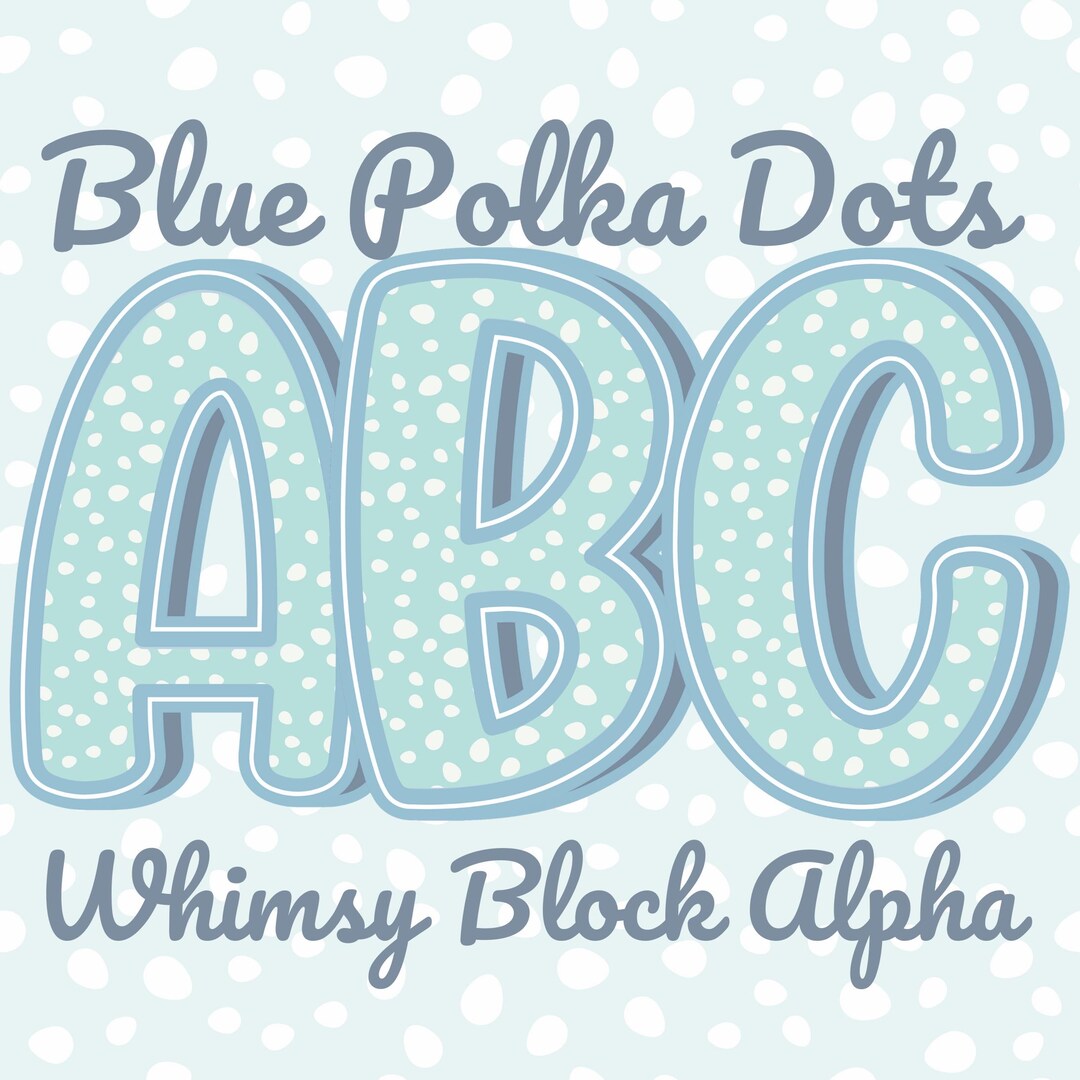 Blue Polka Dot Easter 3d Retro Alphabet Set- Boy Alpha Bunny Vintage ...