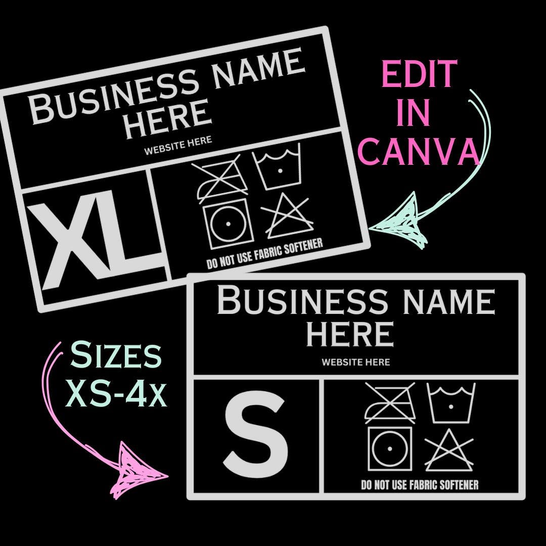 Shirt Size Tags- Custom Canva Template- Canva Sizing Stickers- Small ...