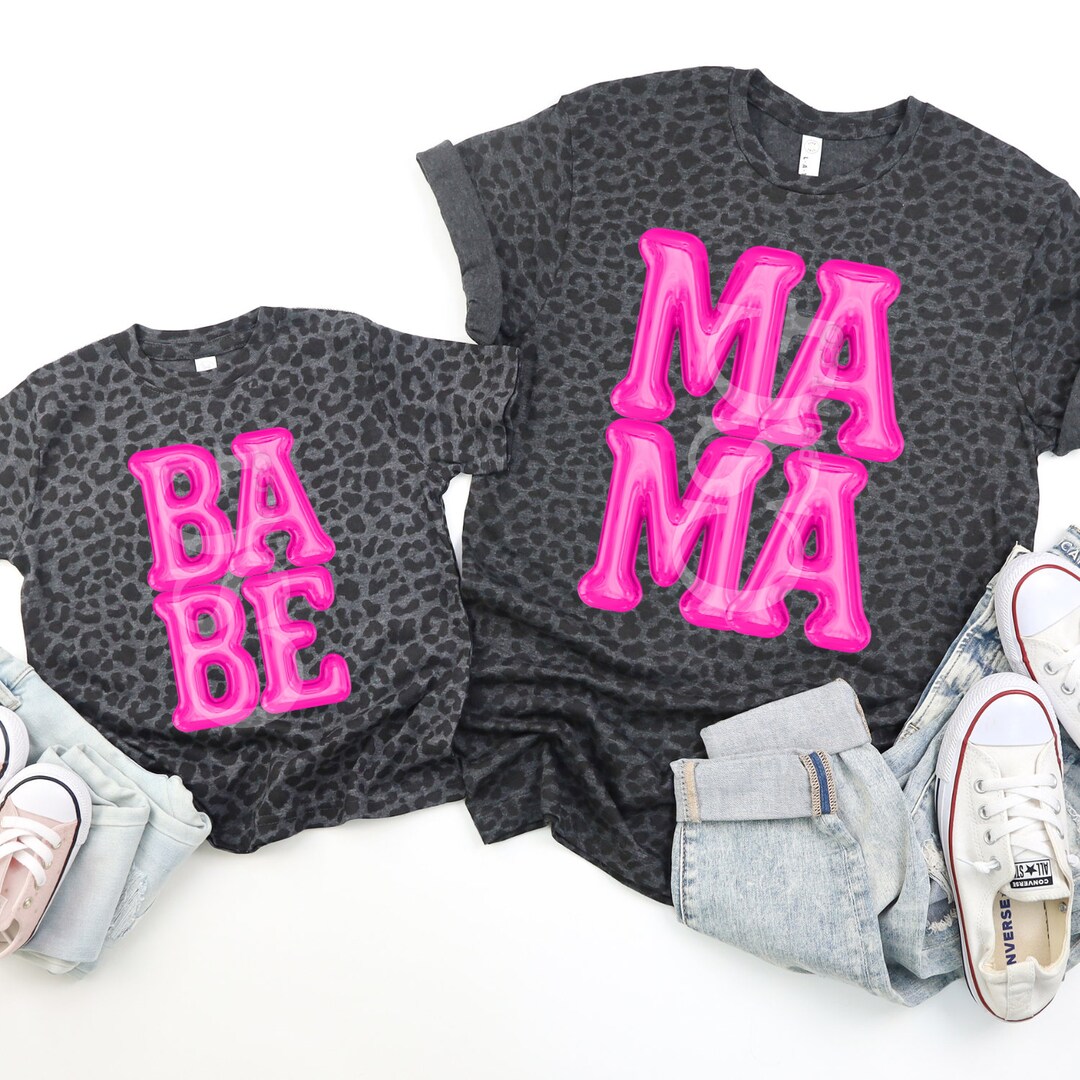 Babe Mama Hot Pink Bubble Letters Mommy Me Sublimation Png Design - Hot ...