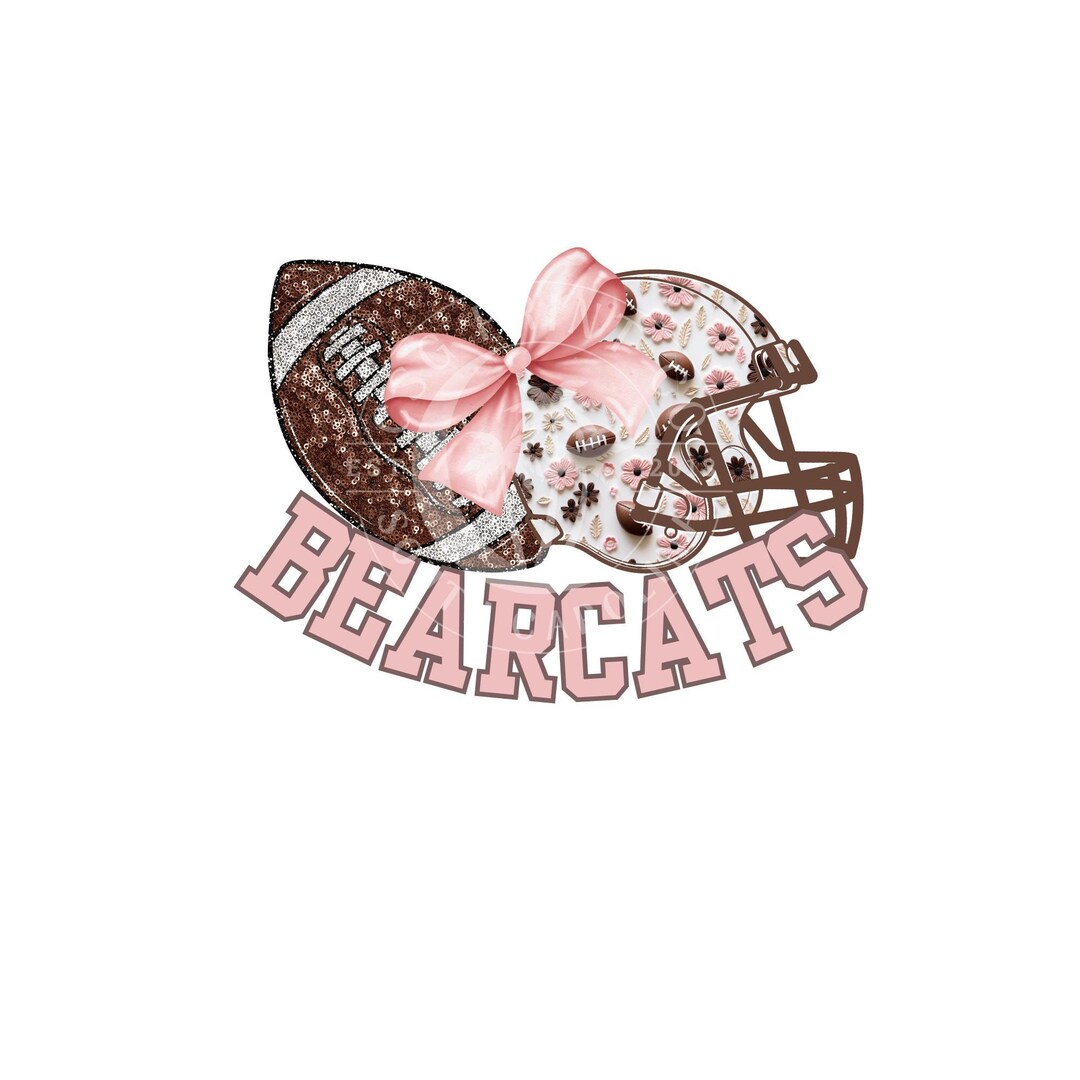 Bearcats Mascot Coquette Football Pink Out Faux Sequin Football Vintage ...