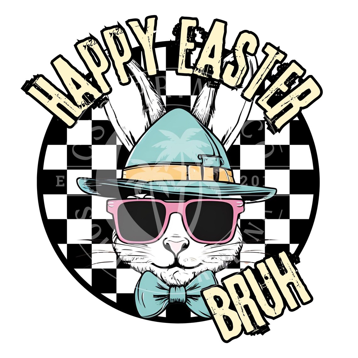 Happy Easter Bruh- Boy Easter Bunny Checkerboard Trendy DTF Png File ...