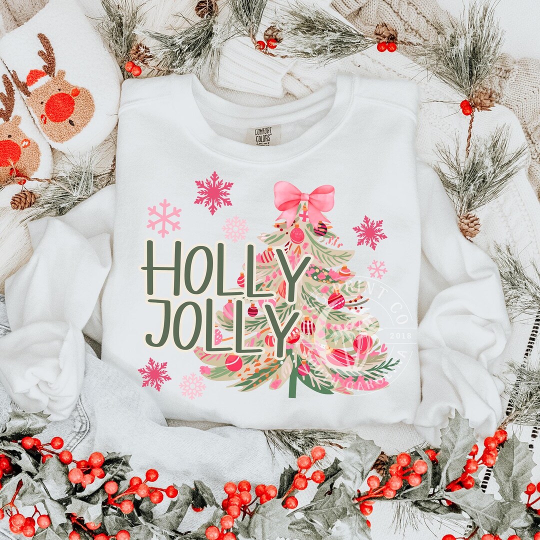 Holly Jolly Christmas- Preppy Pink Christmas- Coquette Christmas- Holly ...