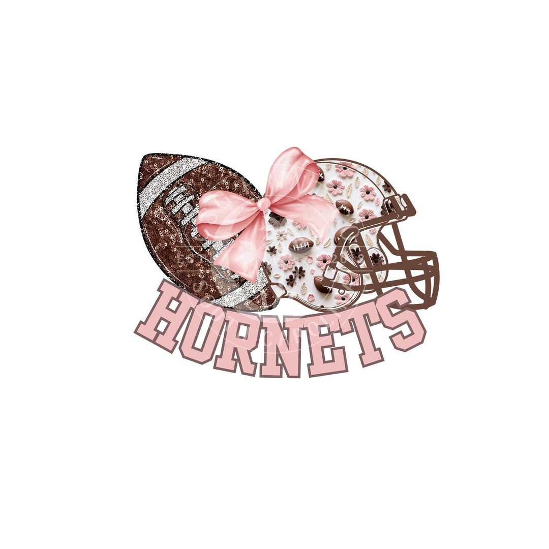 Hornets Mascot Coquette Football Pink Out Faux Sequin Football Vintage ...