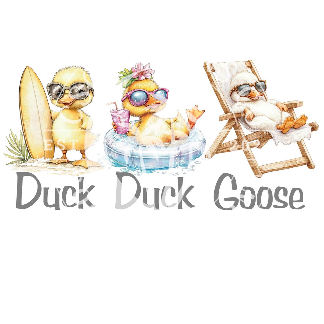 Duck Duck Goose- Trendy Ducky Beach Days Png Sunshine Tan Lines- Sunset ...