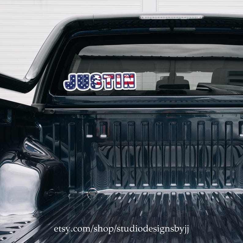 Custom Waterproof Name Sticker American Flag Sticker Red White and Blue ...