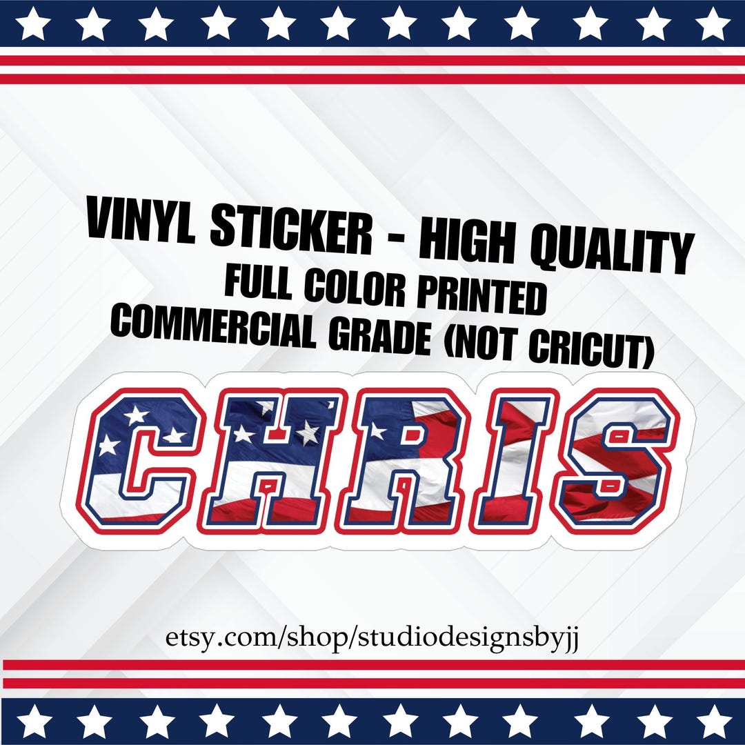 American Flag Name Sticker Custom Name Flag Sticker Red White Blue ...