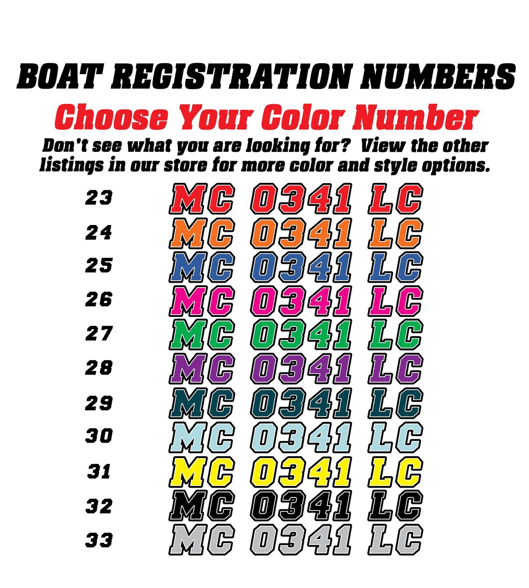 Boat Registration Number Stickers Jet Ski Numbers 2 PACK Boat Name ...