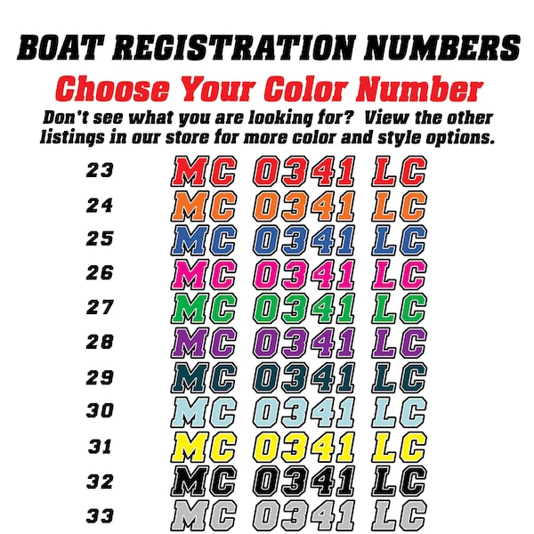 Boat Registration Decal - Etsy