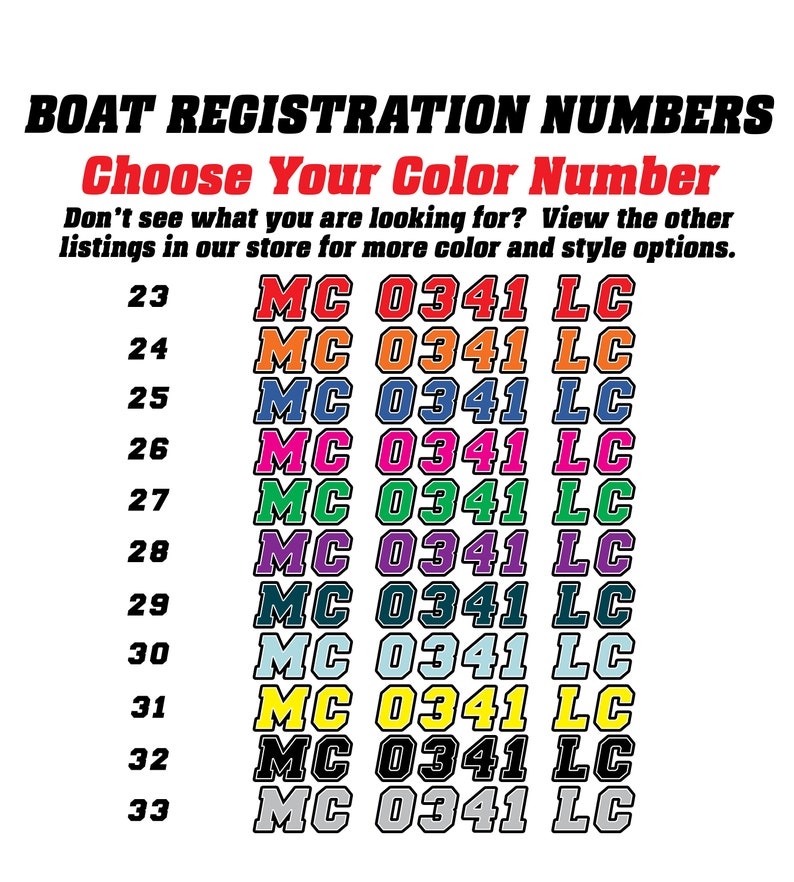 Boat Registration Number Stickers Jet Ski Numbers 2 PACK Boat Name ...