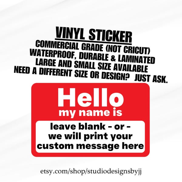 Hello My Name is Stickers - Etsy