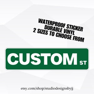 Custom Street Sign Sticker Sign Name Decal Green Street Sign With Name ...