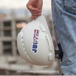 Custom Waterproof Name Sticker American Flag Sticker Red White and Blue ...