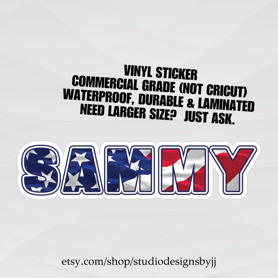 Custom Waterproof Name Sticker American Flag Sticker Red White and Blue ...