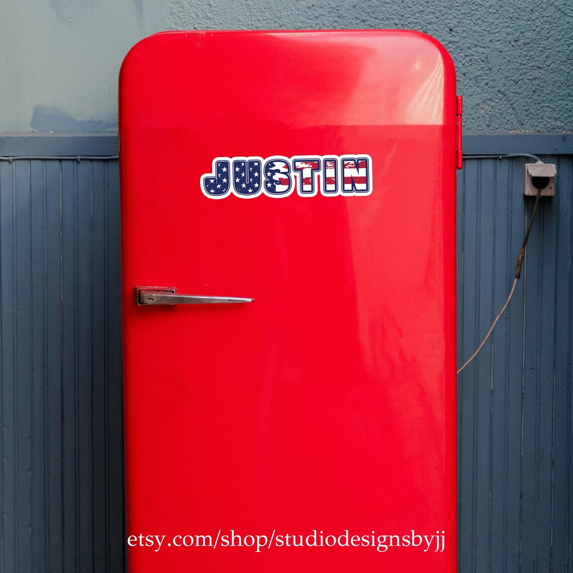 Custom Waterproof Name Sticker American Flag Sticker Red White and Blue ...