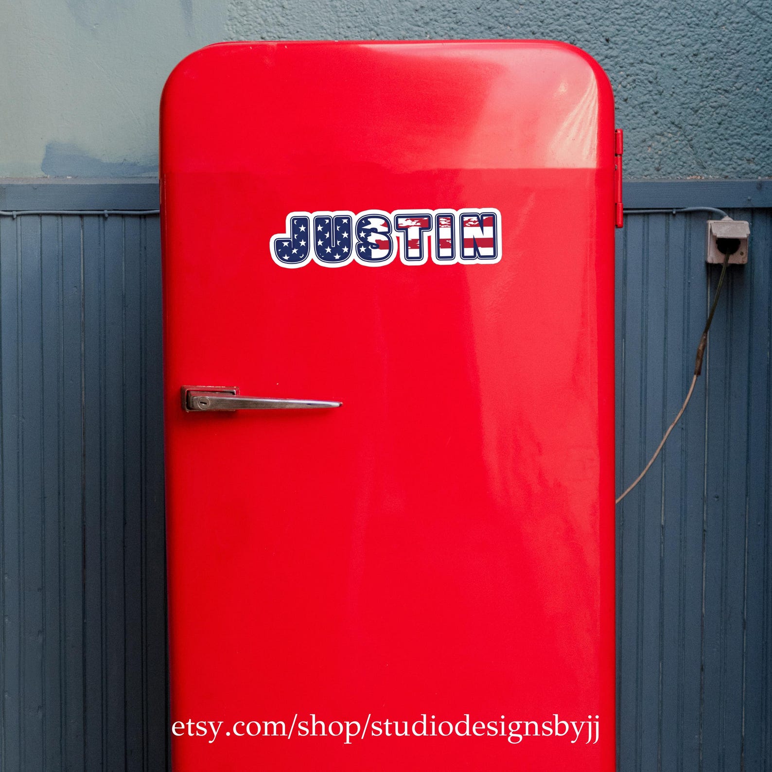 Custom Waterproof Name Sticker American Flag Sticker Red White and Blue ...