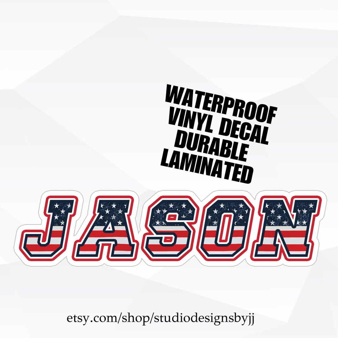 Custom Waterproof Name Sticker | American Flag Sticker | Red White and ...