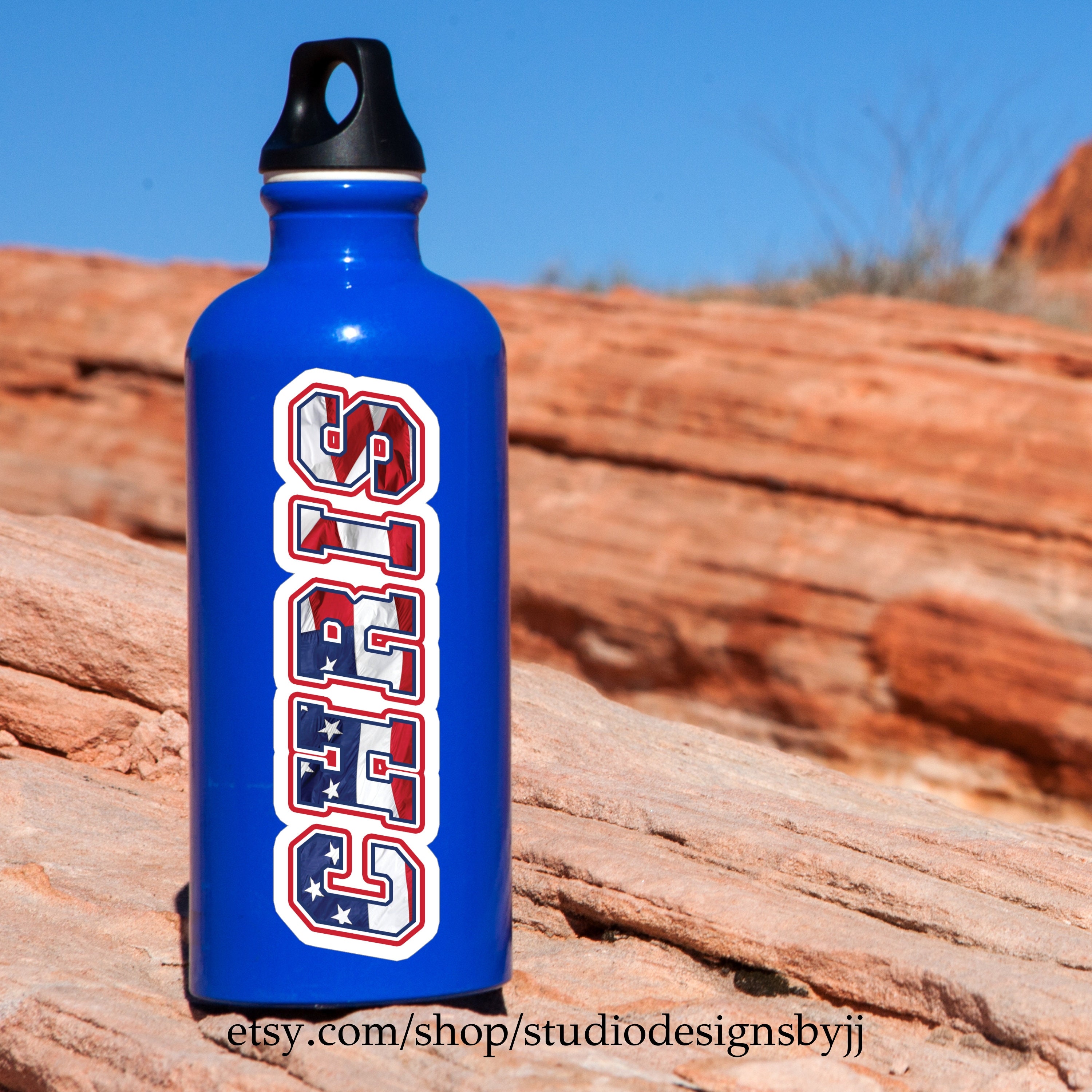 Custom Waterproof Name Sticker American Flag Sticker Red White and Blue ...