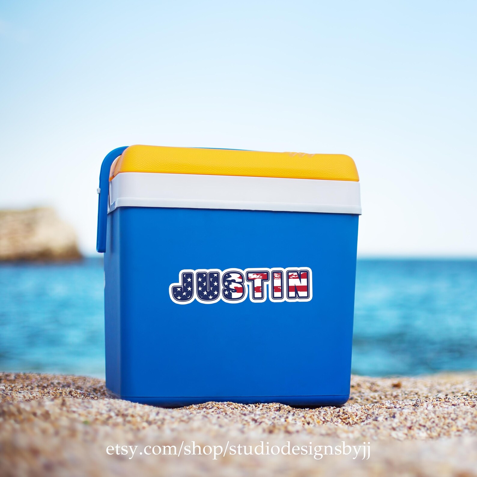 Custom Waterproof Name Sticker American Flag Sticker Red White and Blue ...