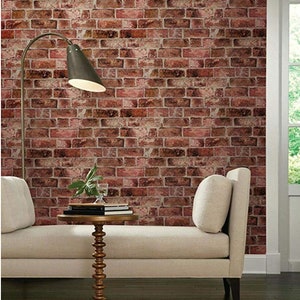 Faux Red Brick Wallpaper Realistic Stone Texture Feature | Etsy