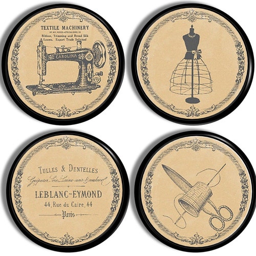 Vintage Sewing Thread Spool Label Knob Set Seamstress Studio - Etsy