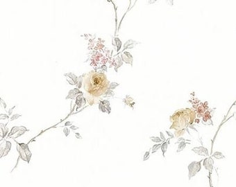 Tea Rose Floral Trail Wallpaper Small Delicate Vine, Shabby Vintage ...