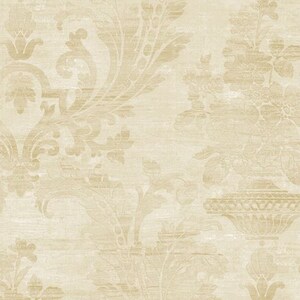 Mid Century Damask Wallpaper Worn Urn Floral Tapestry Look, Distressed ...