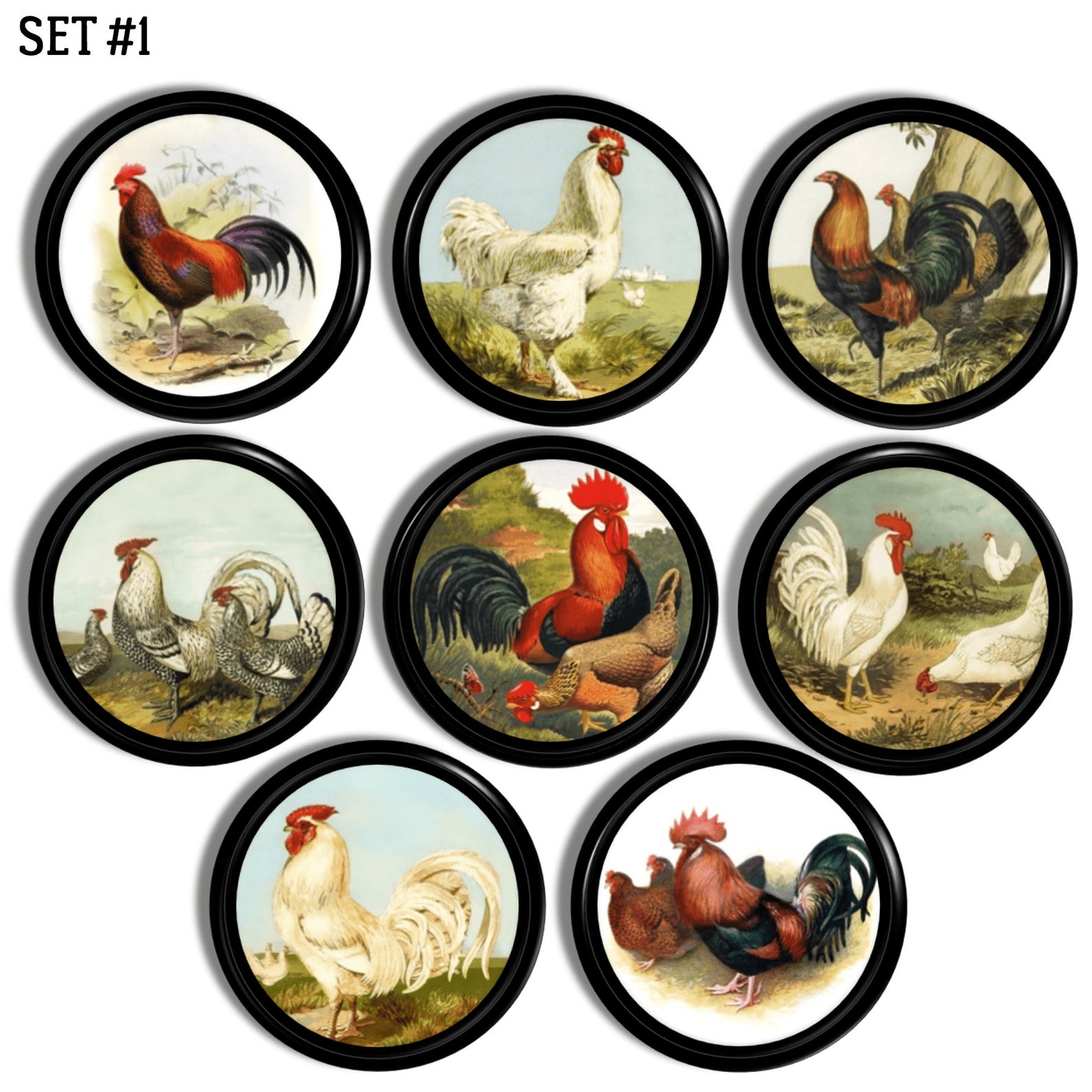 Vintage Hen Rooster Cabinet Knobs, Farmhouse Chicken Drawer Pull ...