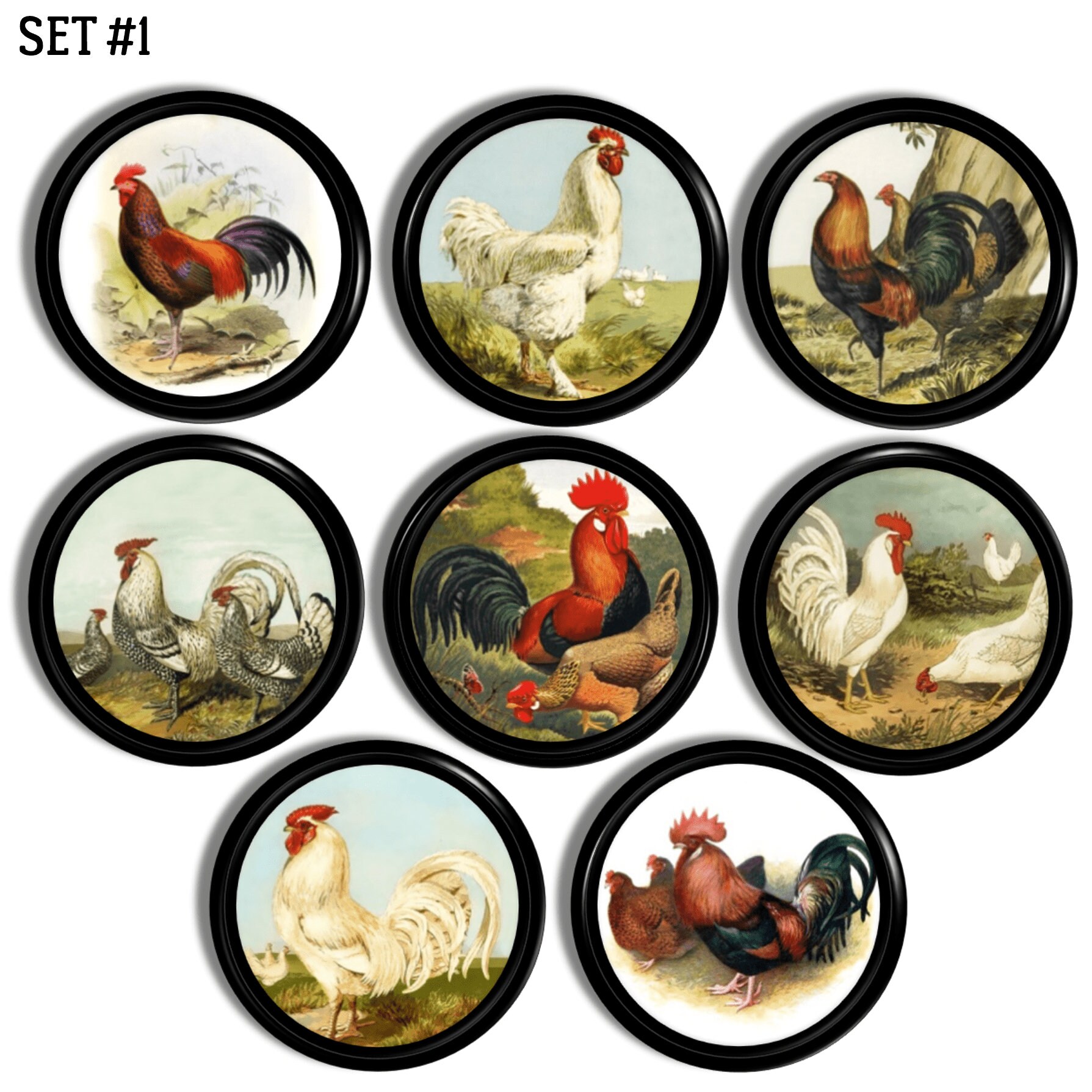 Vintage Hen Rooster Cabinet Knobs, Farmhouse Chicken Drawer Pull ...