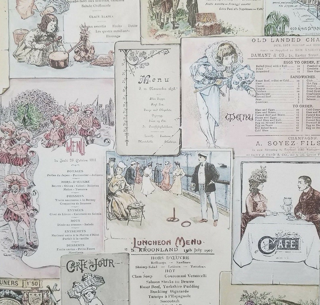 Vintage Café De Paris Wallpaper, Antique Brasserie Bistro Menu Mural ...