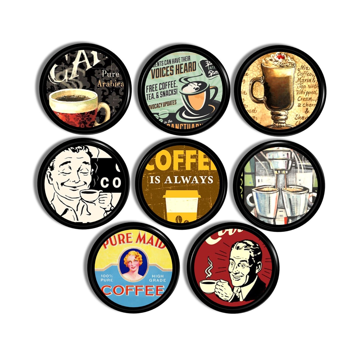 Retro Coffee Shop Cabinet Knobs, Vintage Chic Bistro Pantry Drawer ...